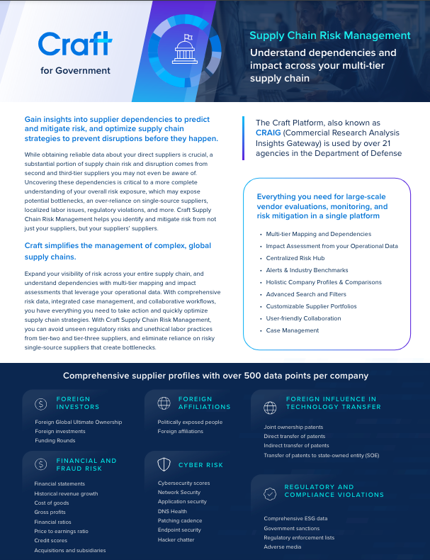 Craft for Government - Supply Chain Risk Management - Craft.co